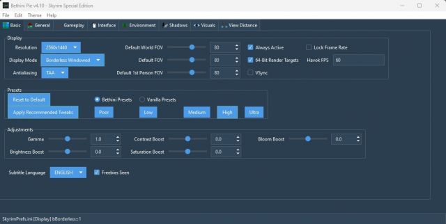 File:BethINI Pie-SSE-Basic.jpg - Step Mods | Change The Game
